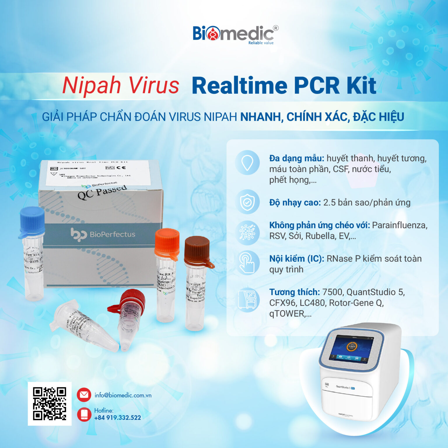 Biomedic Nipah Virus Realtime PCR Kit - Giải pháp chẩn đoán virus Nipah
